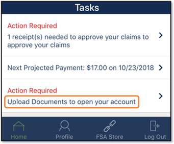 2. Under Identity Documents, tap “Upload Document.”